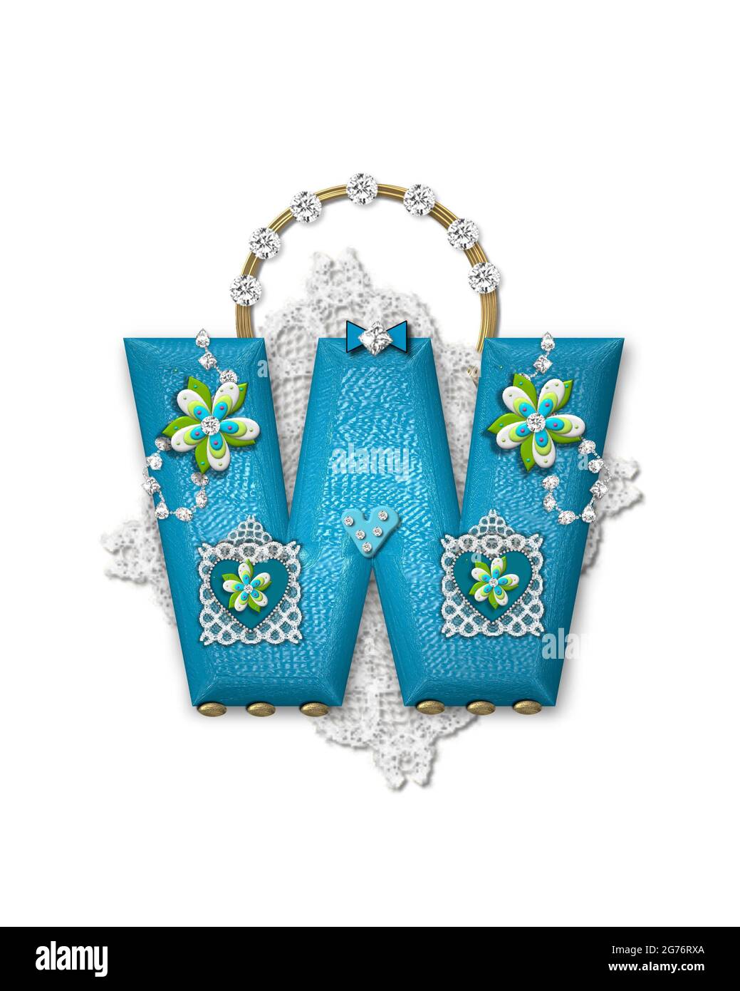 The letter W, in the alphabet set "Bling Bag," depicts aqua letter as a ...