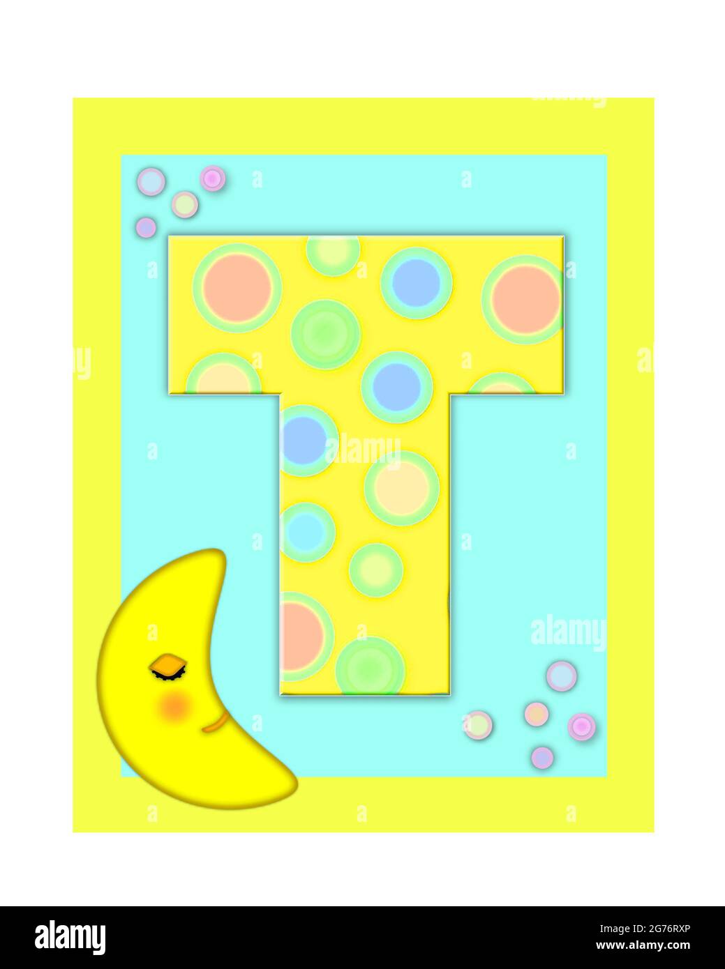 The letter T, in the alphabet set "Sweet Dreams" is a soft yellow and ...