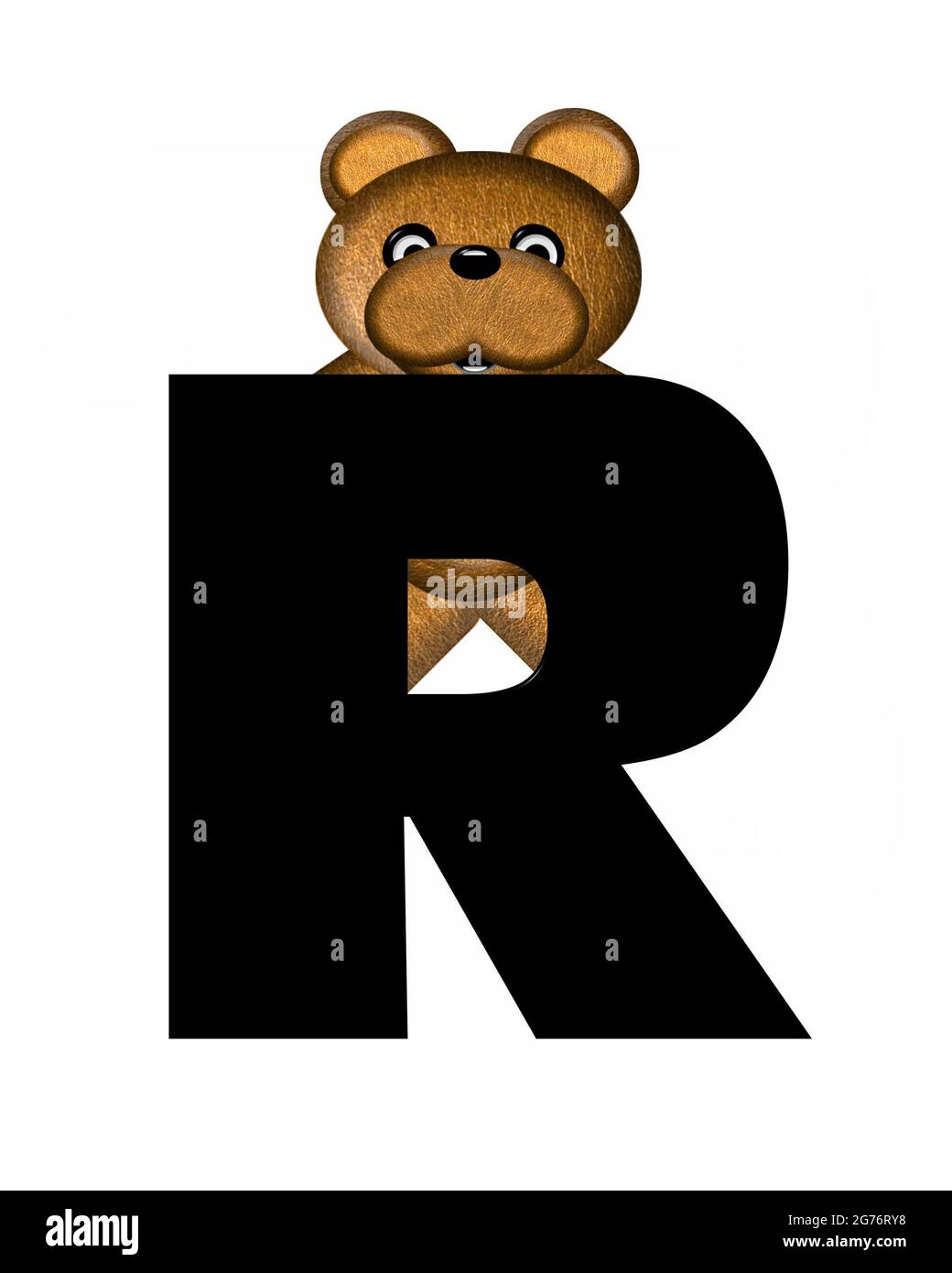 The letter R, in the alphabet set "Teddy," is black with white ...