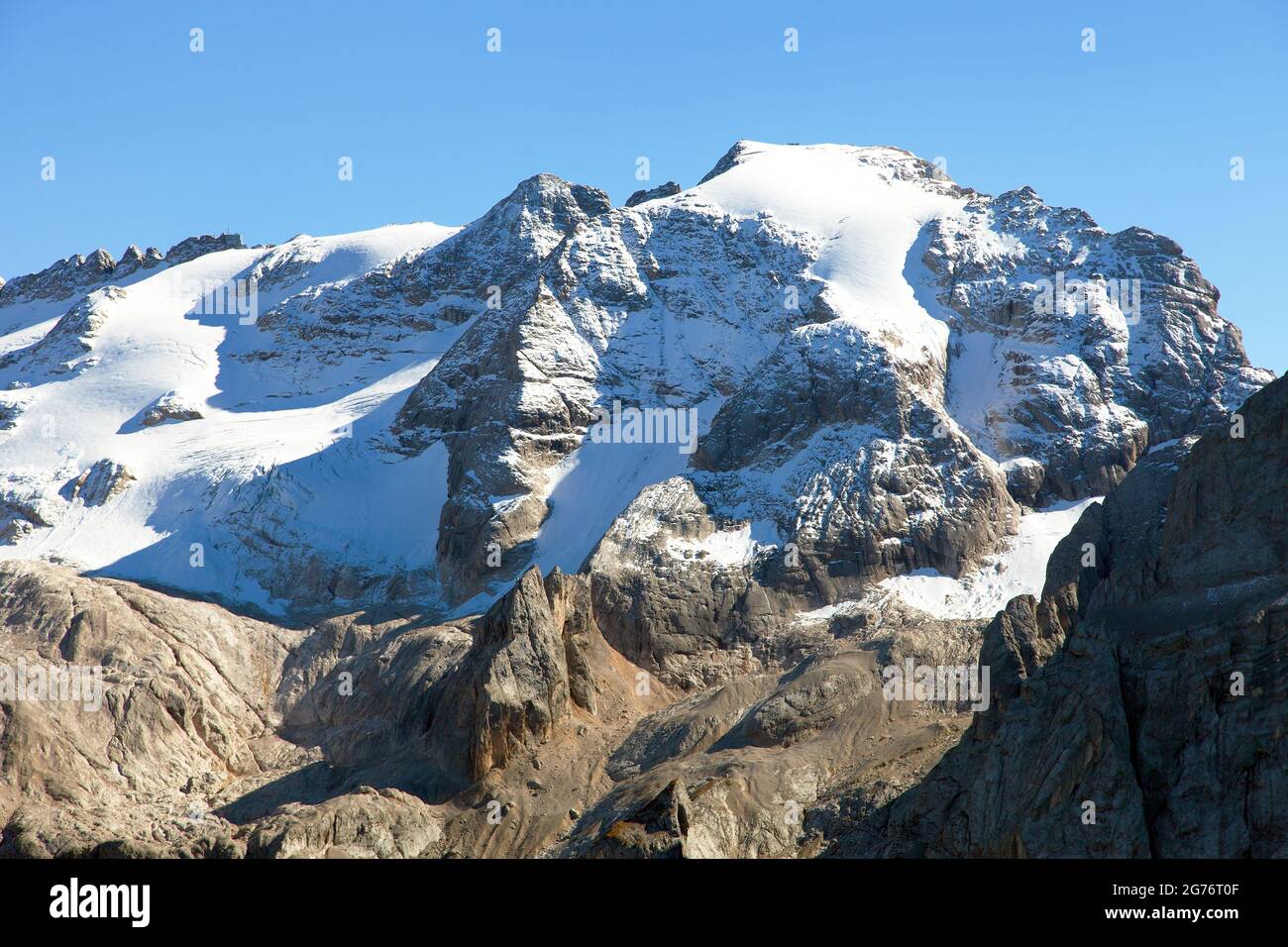 View of Marmolada, the highest mount of Dolomites mountains, Italy ...
