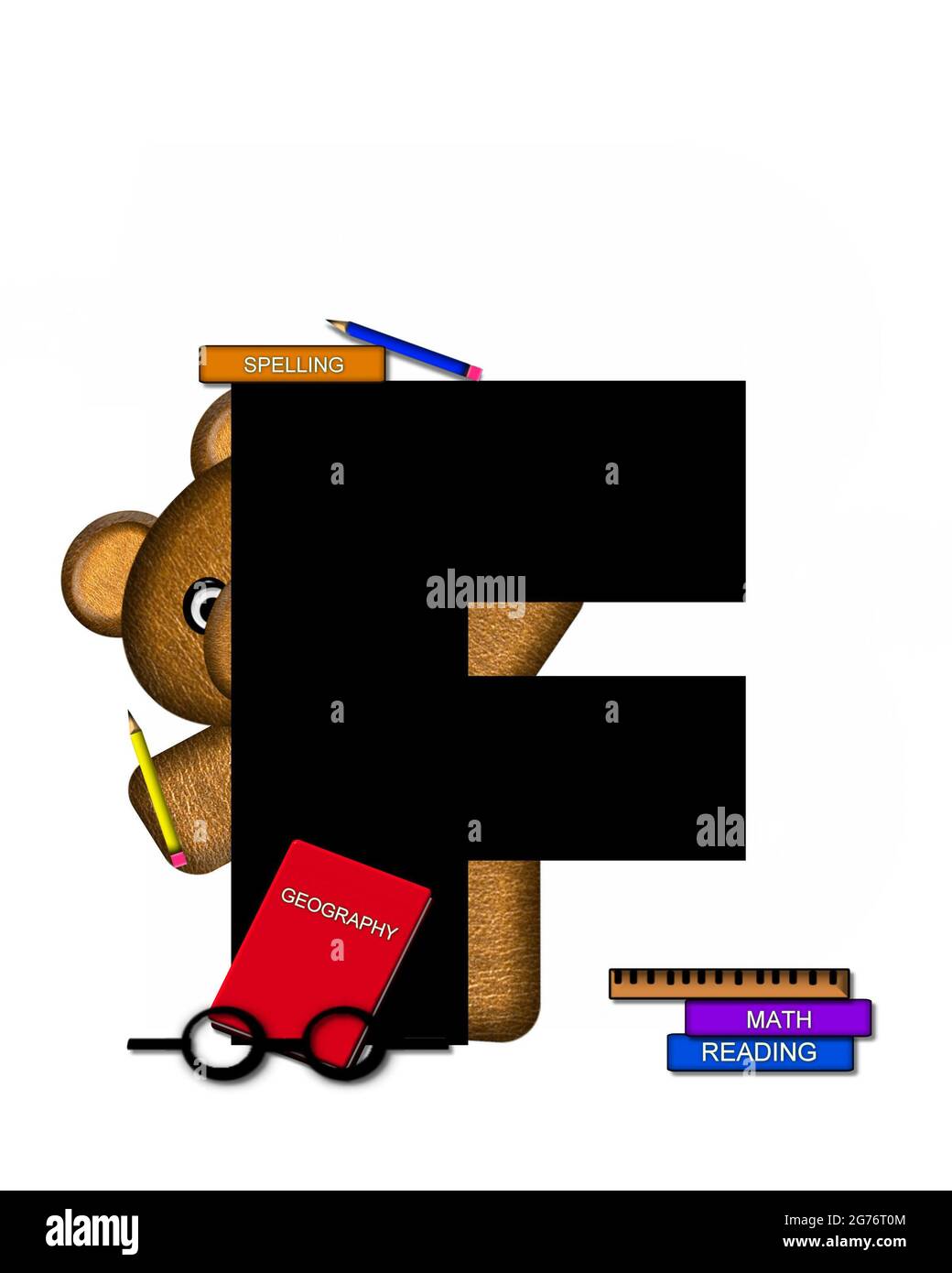 The letter F, in the alphabet set "Teddy Learning," is black. Teddy ...