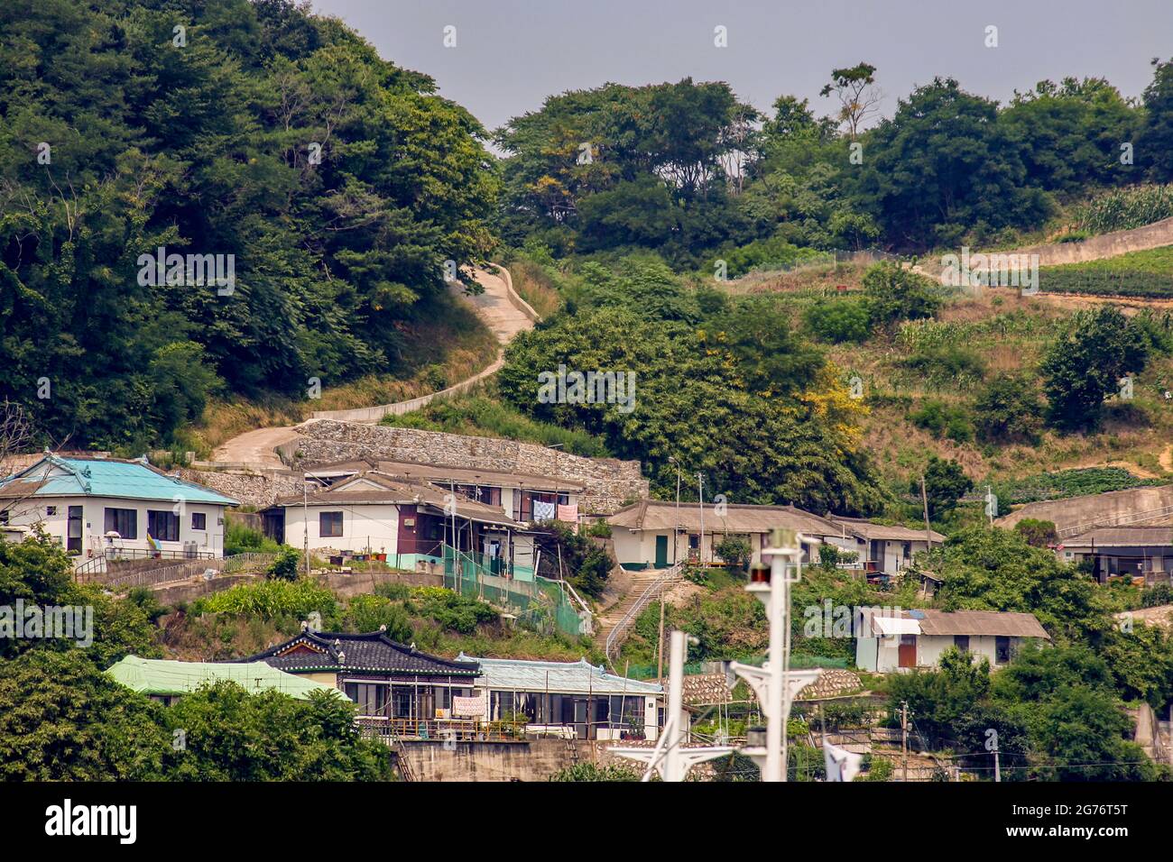July 12, 2021-Samcheok-A View of village and port scene at Samcheok in ...