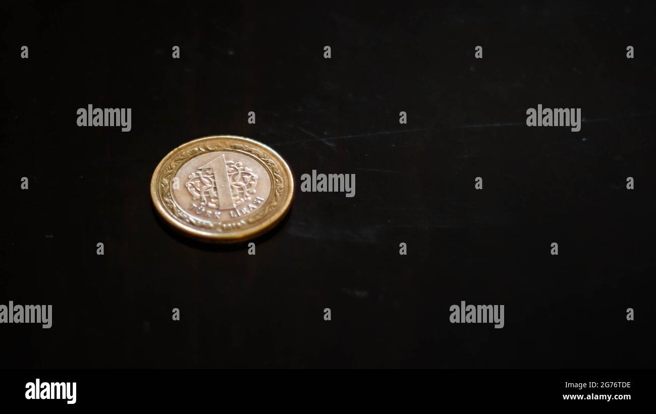 Turkish Lira in coin, Turkish currency coin isolated, Turkey's economy ...
