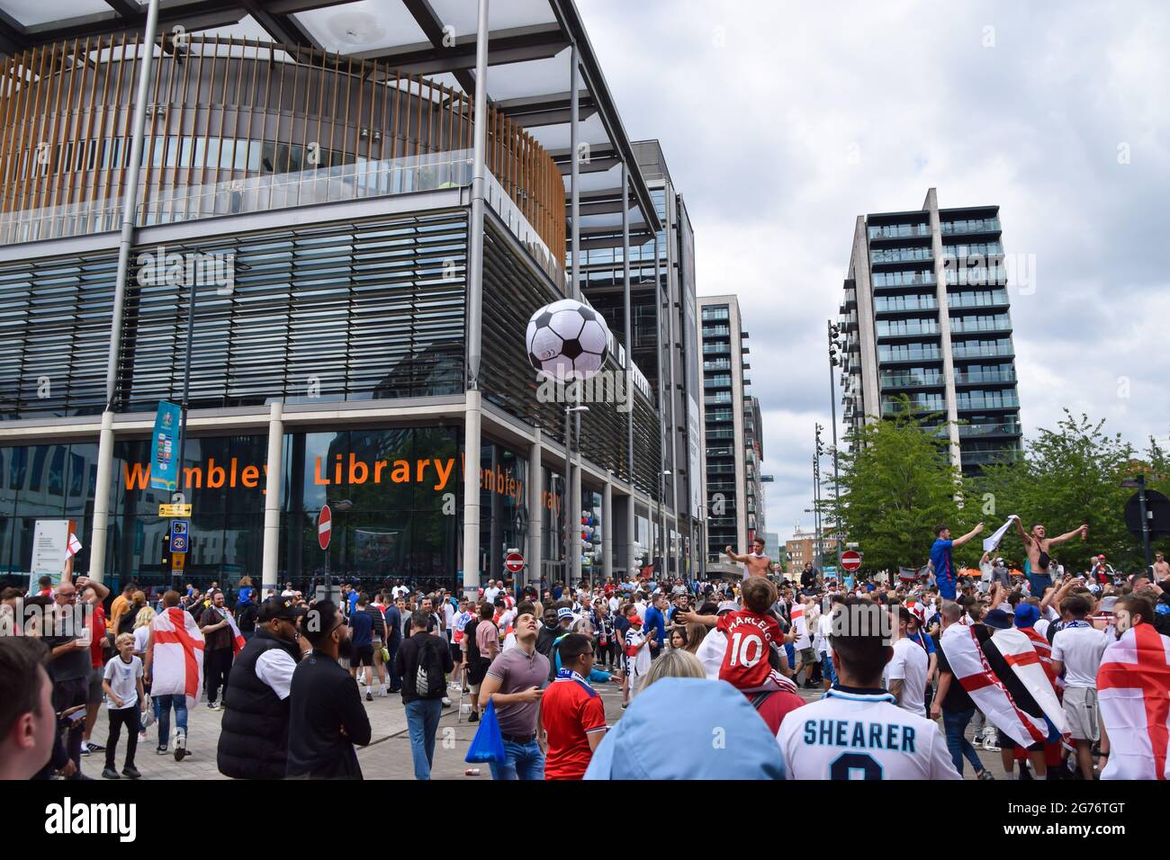 London, United Kingdom. 11th July 2021. England football fans gather ...