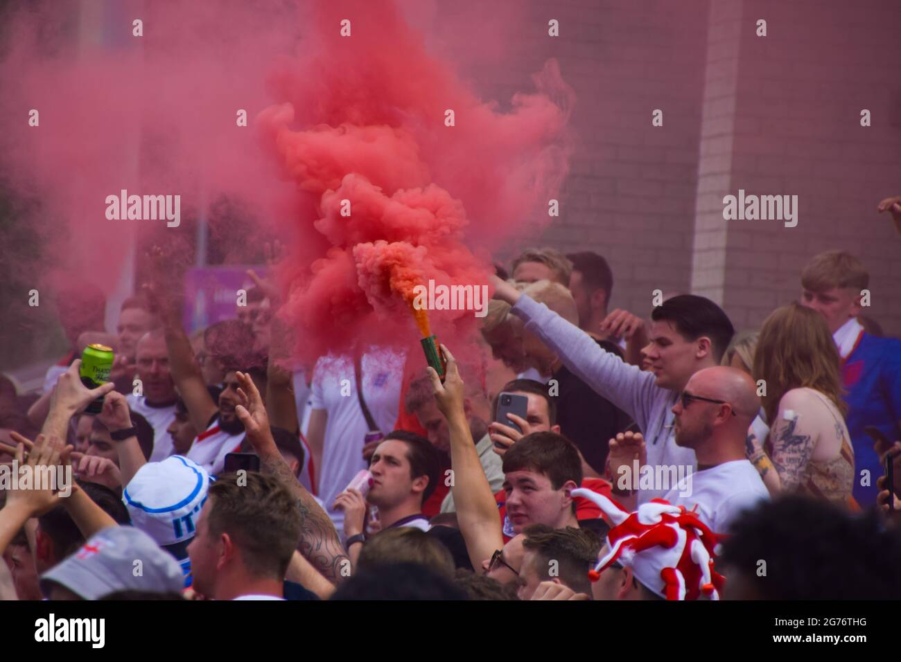 London, United Kingdom. 11th July 2021. England football fans gather ...