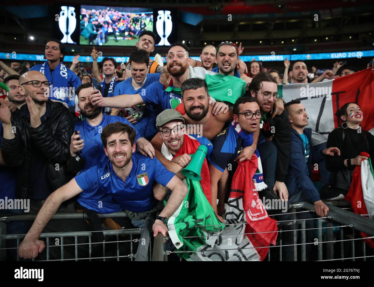 Italian fans celebrate winning the UEFA Euro 2020 Final at Wembley ...