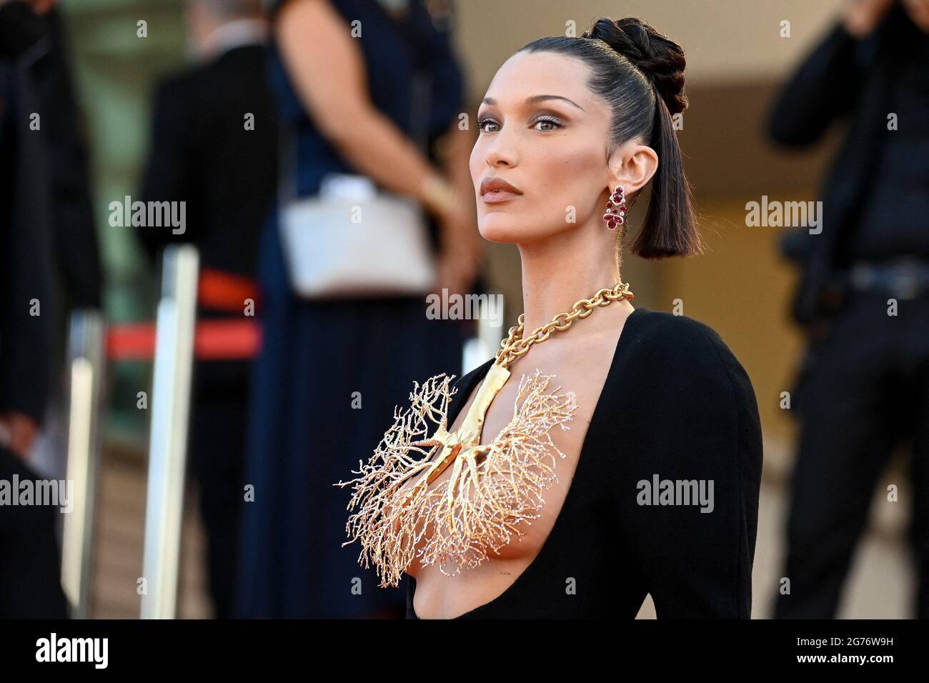 Bella Hadid attending the premiere of the movie Tre Piani during the ...