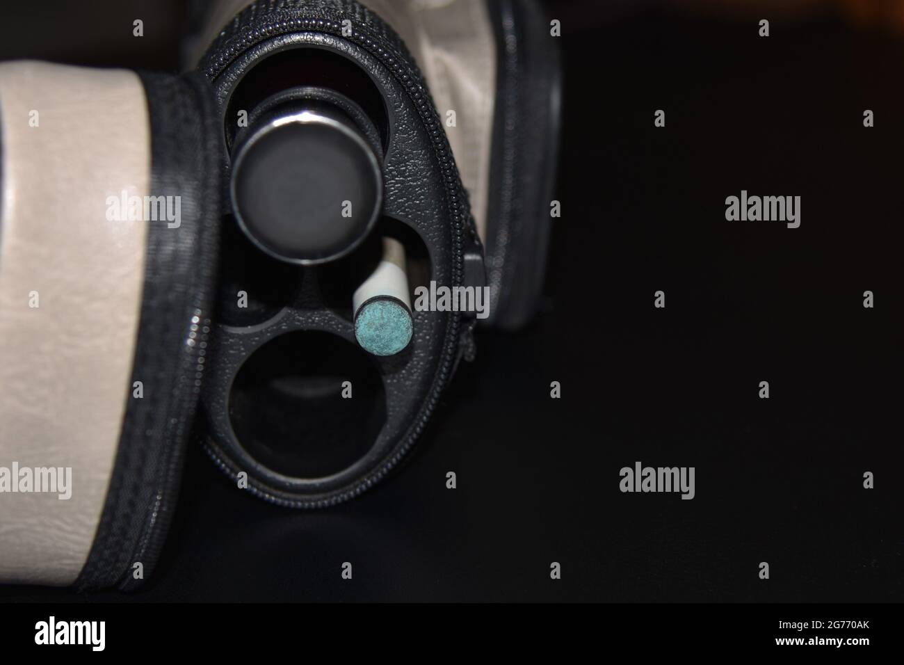 2 piece pool cue in travel case Stock Photo - Alamy