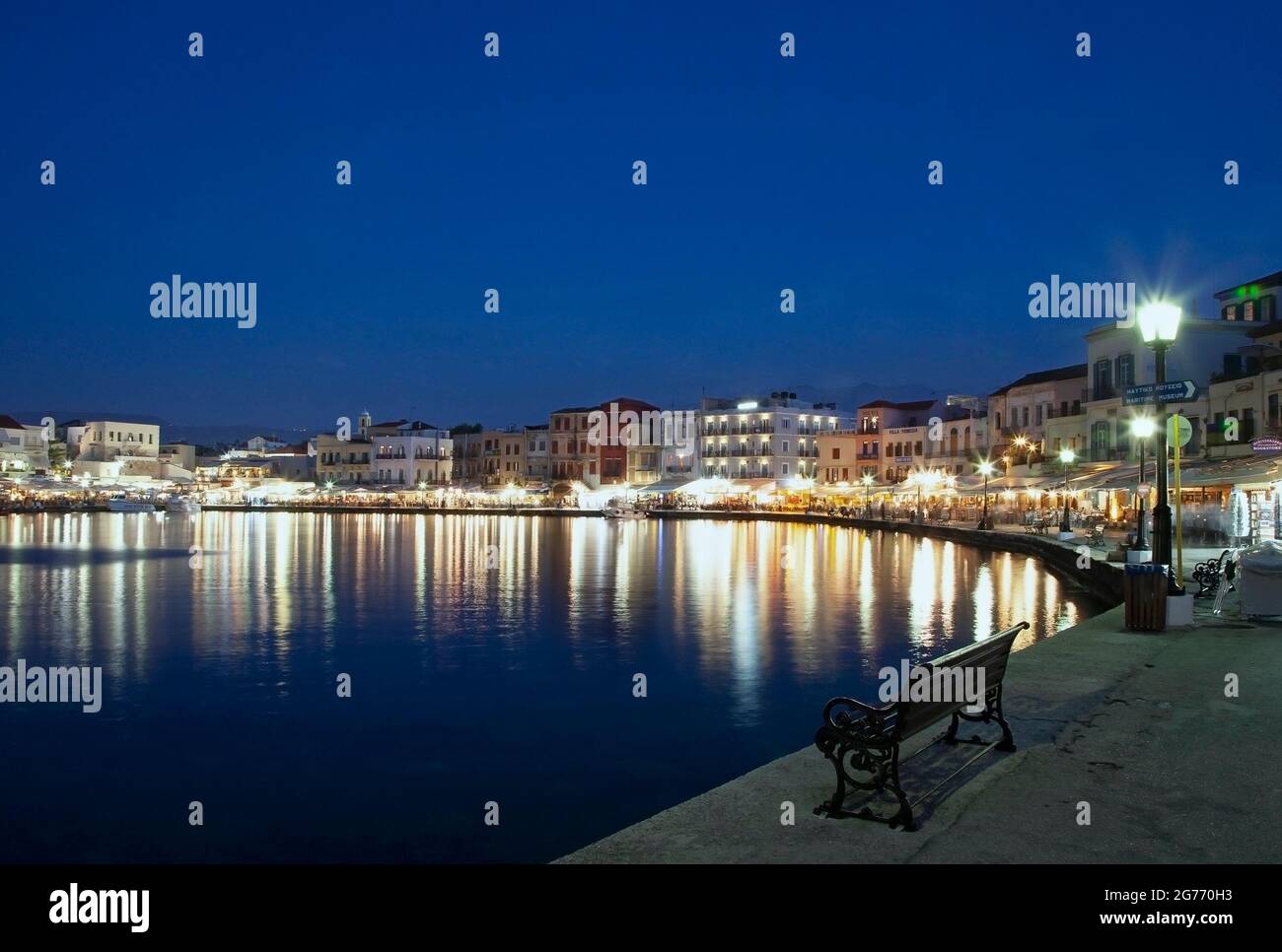 Old town Chania restaurants along Venetian harbour's waterfront ...