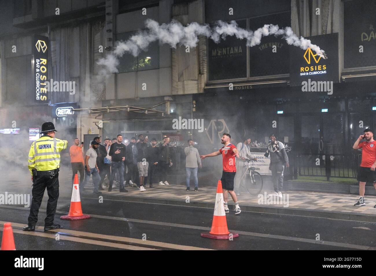 Broad Street Birmingham July 11th 2021 Fans Tussled With Each Other