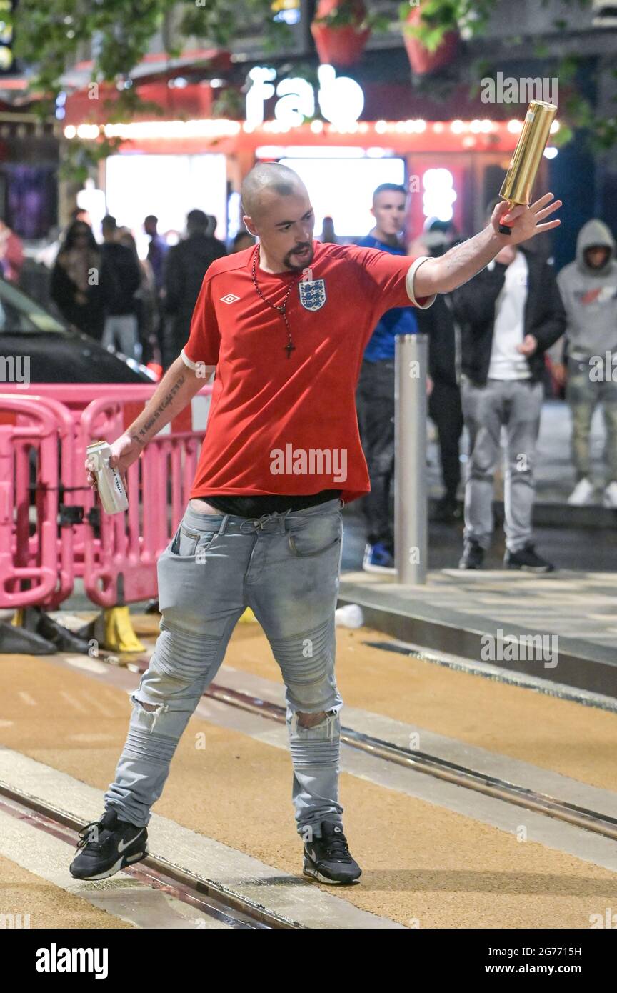 Broad Street Birmingham July 11th 2021 Fans Tussled With Each Other