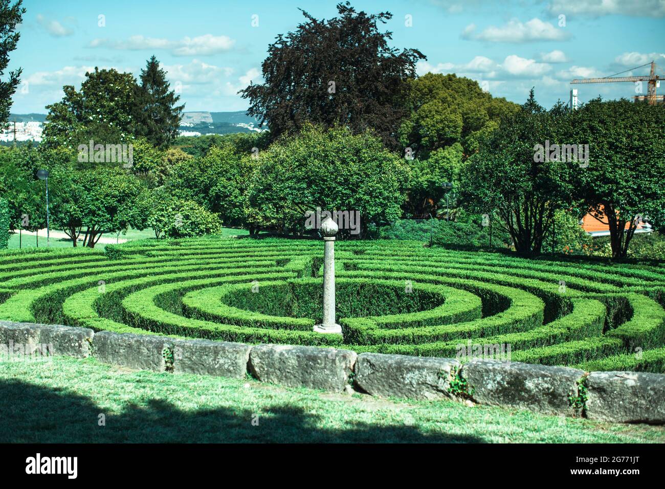 View of the Maze built by hedges located at Park of Sao Roque in Porto ...