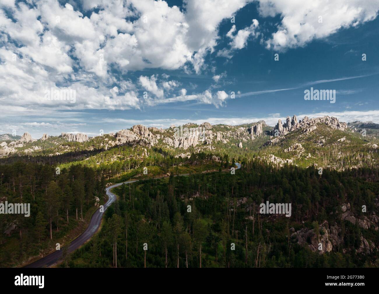 An aerial shot of Blackhills mountain range in South Dakota Stock Photo ...