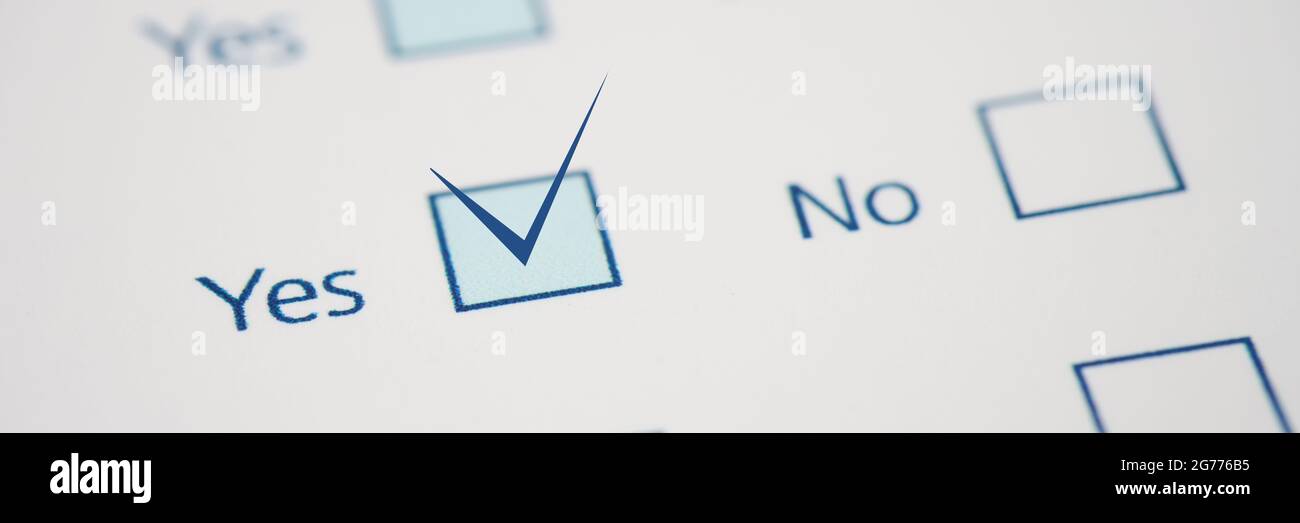 Mark with correct answer is in box yes closeup Stock Photo - Alamy