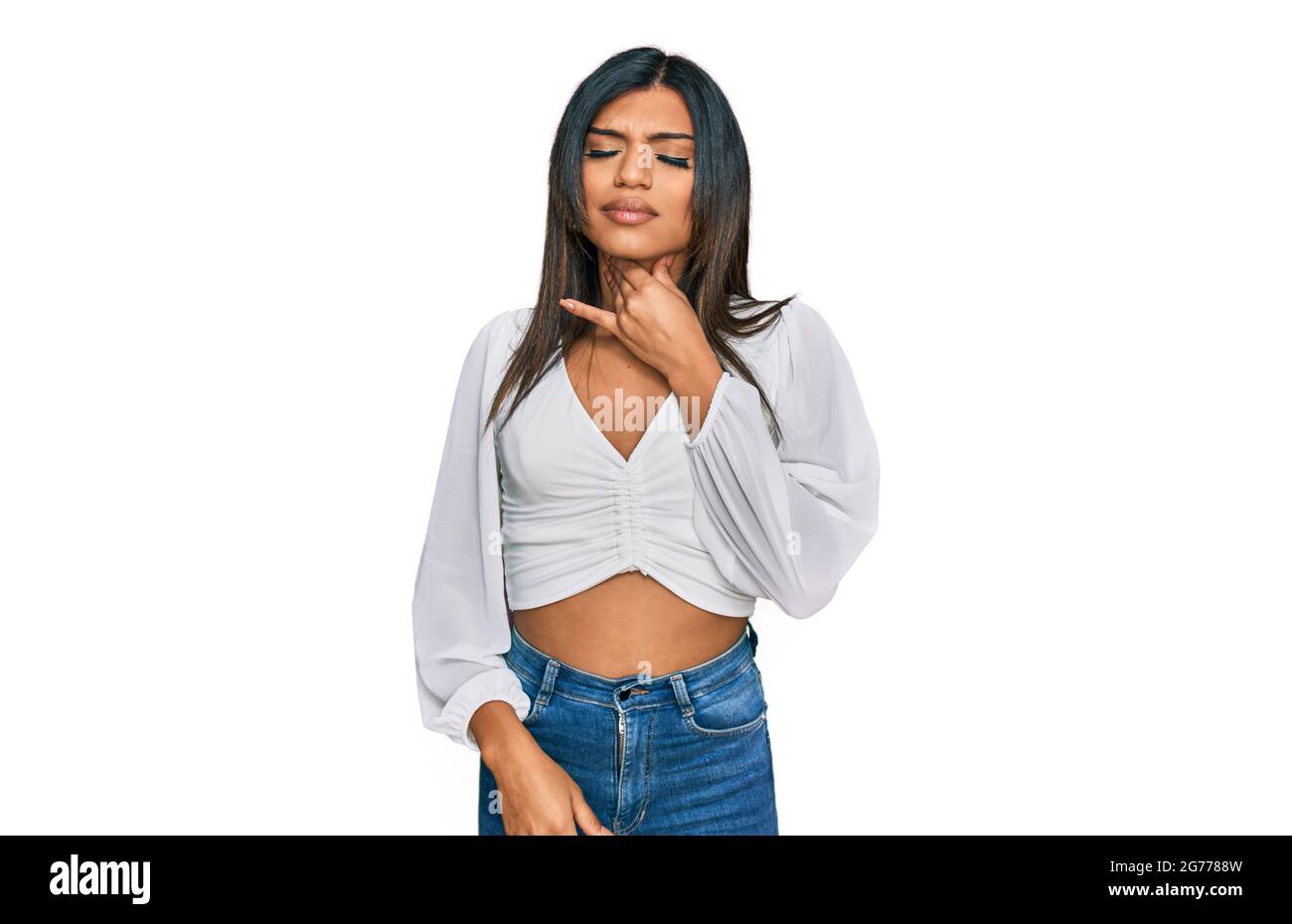 Young latin transsexual transgender woman wearing casual clothes ...