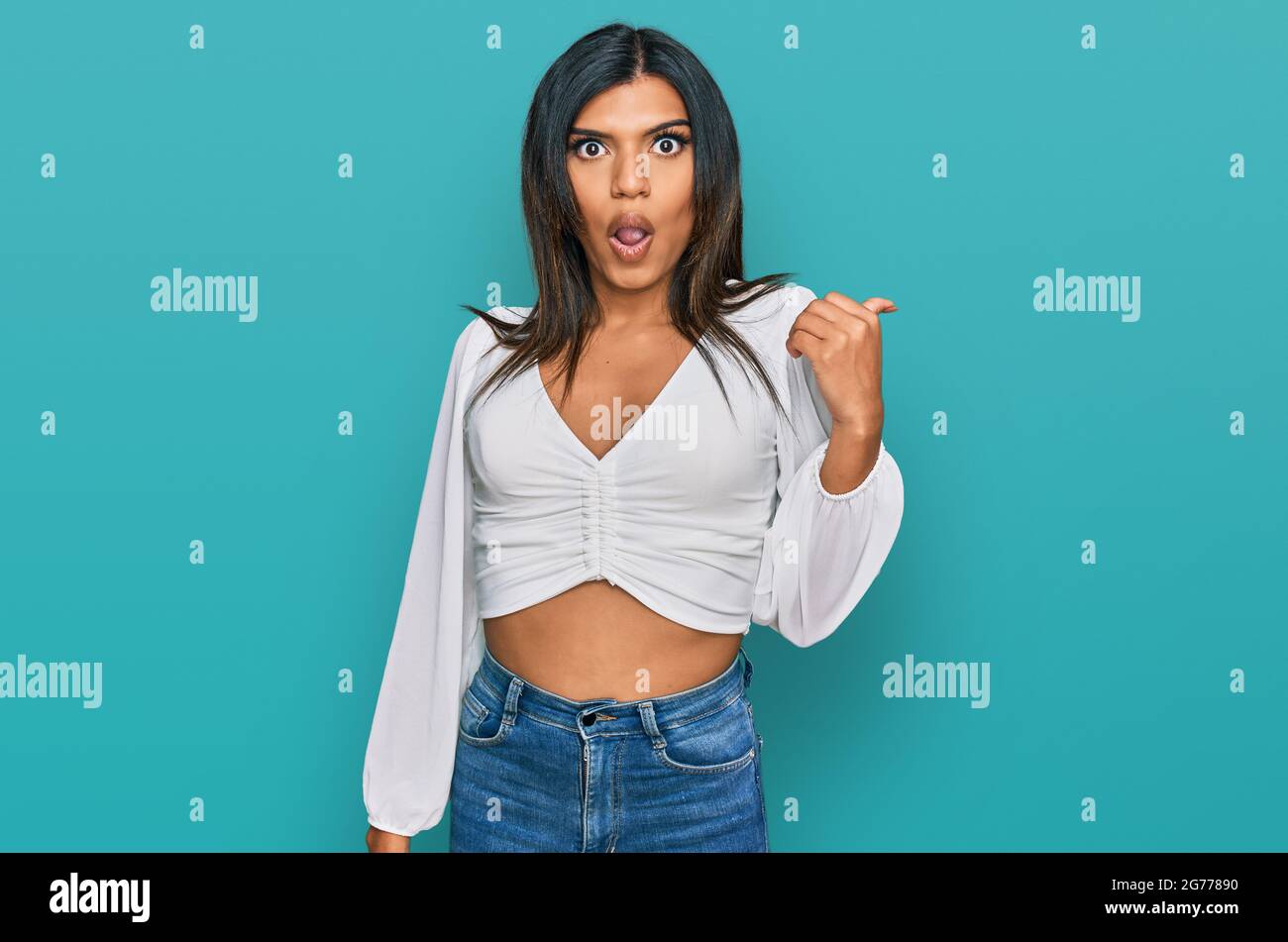 Young latin transsexual transgender woman wearing casual clothes ...