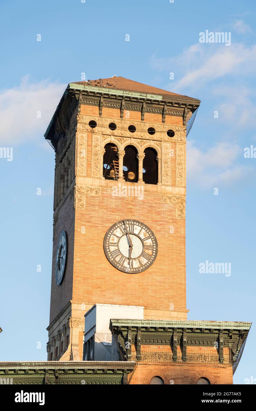 Bell tower on top of an old traditional building with clock at Tacoma ...