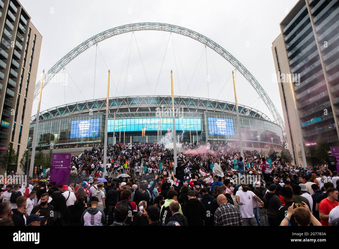 London, UK. 11th July, 2021. Fans broke into Wembley Stadium for the ...