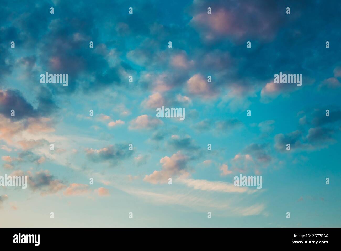 Bright Blue Color Sunset Sky Stock Photo - Alamy