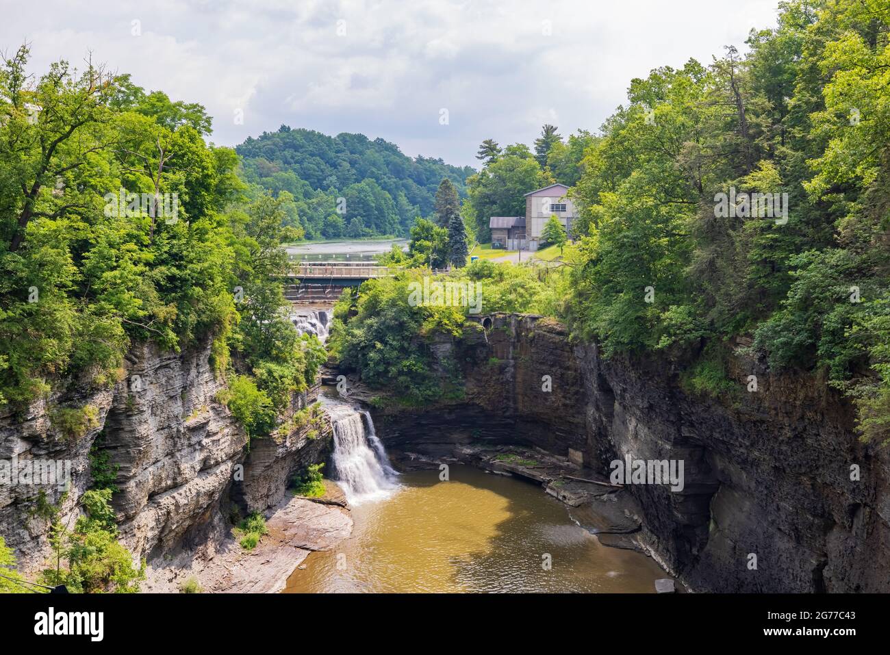 Morning view of the Triphammer Falls at Cornell University Stock Photo ...