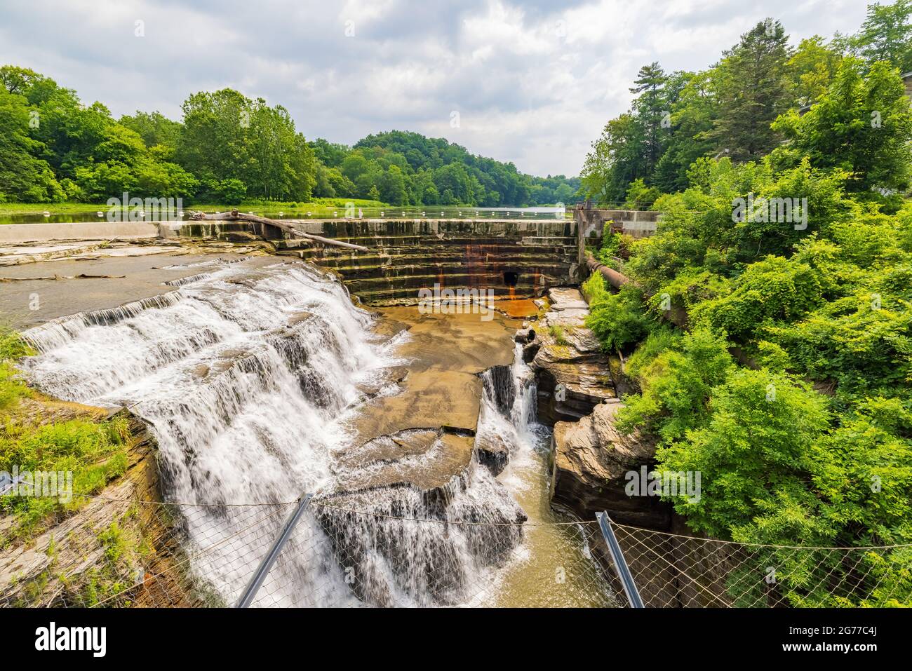 Morning view of the Triphammer Falls at Cornell University Stock Photo ...