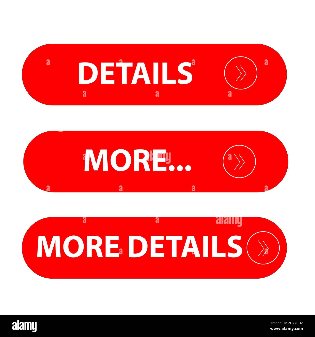details button on white background. more button. more details button ...