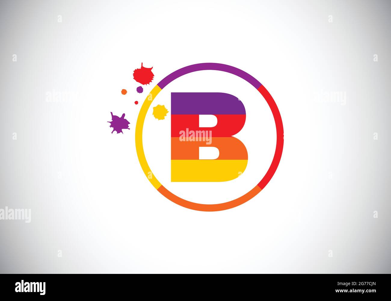 Initial B monogram letter alphabet in a circle with brush splash. Font ...