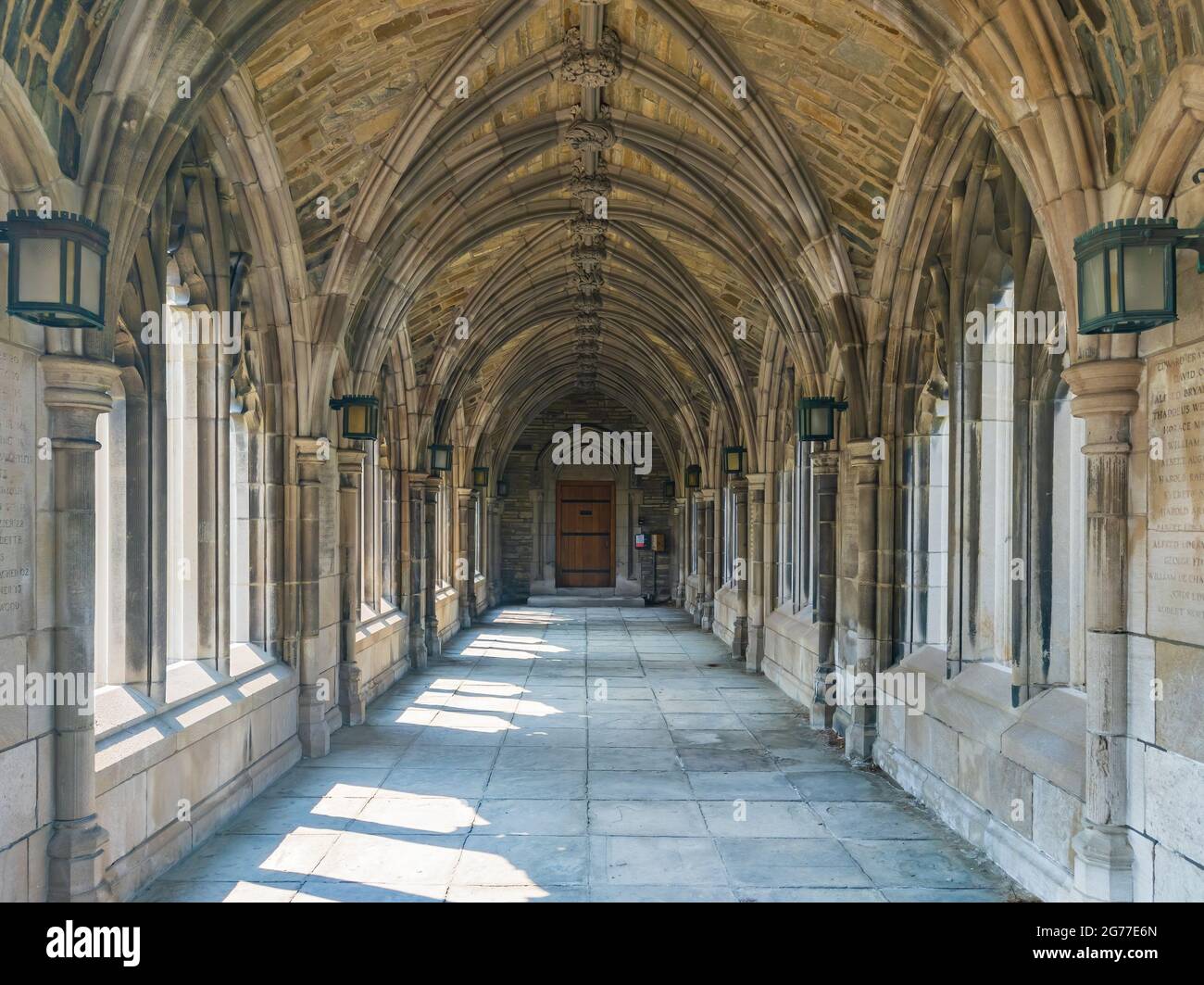 Sunny exterior view of the War Memorial building of Cornell University ...