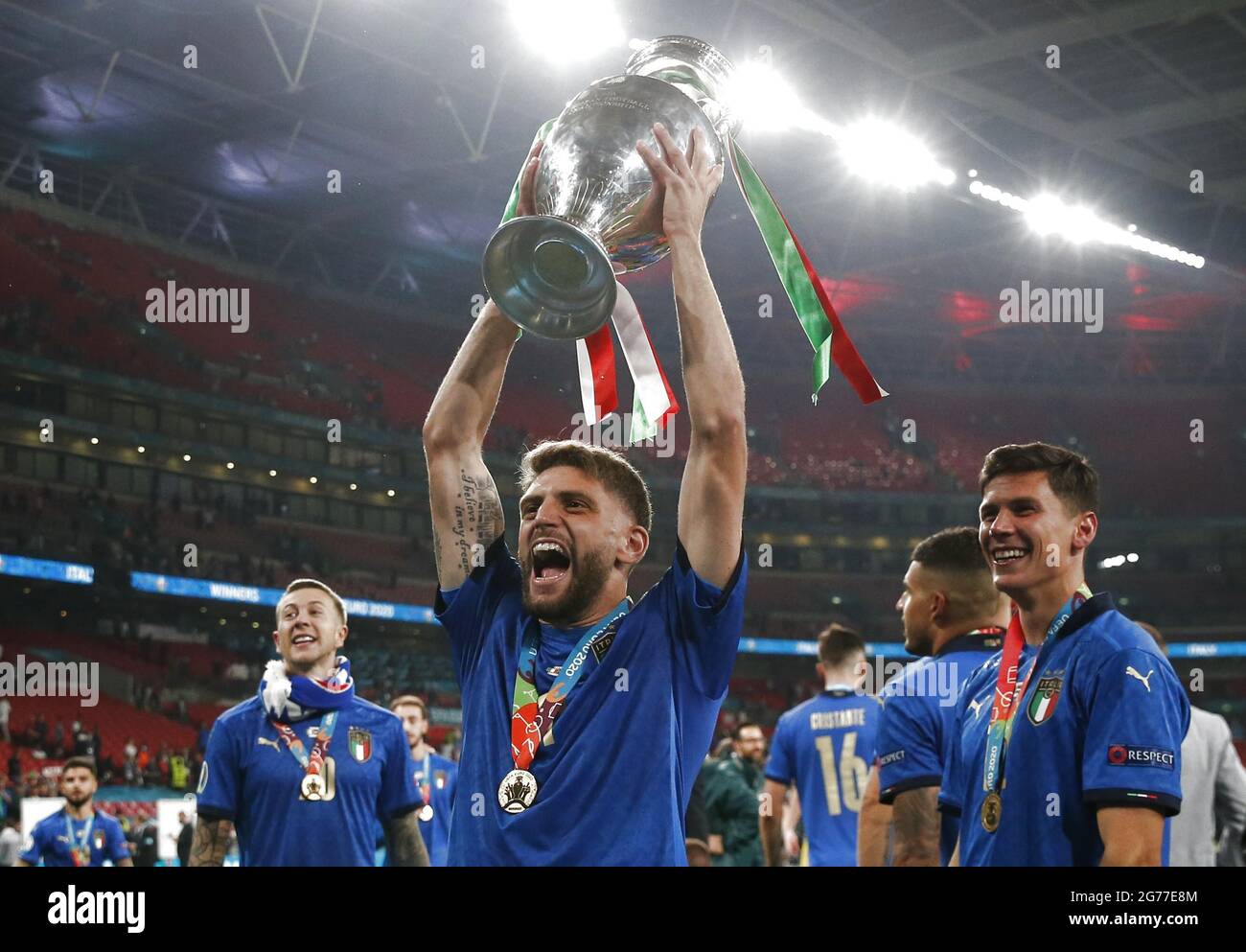 London, Britain. 11th July, 2021. Players of Italy celebrate after ...
