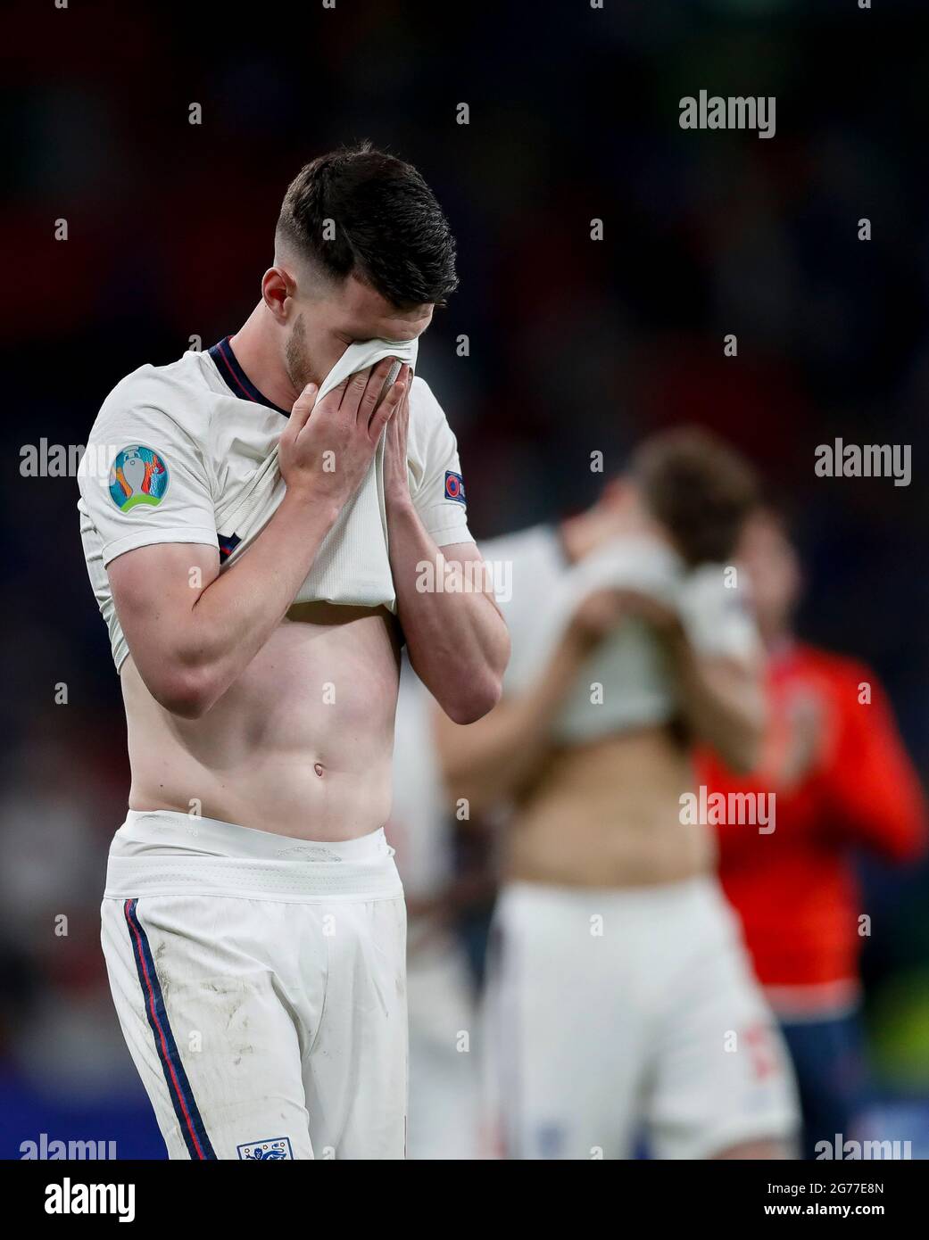 London, Britain. 11th July, 2021. England's Declan Rice reacts during ...