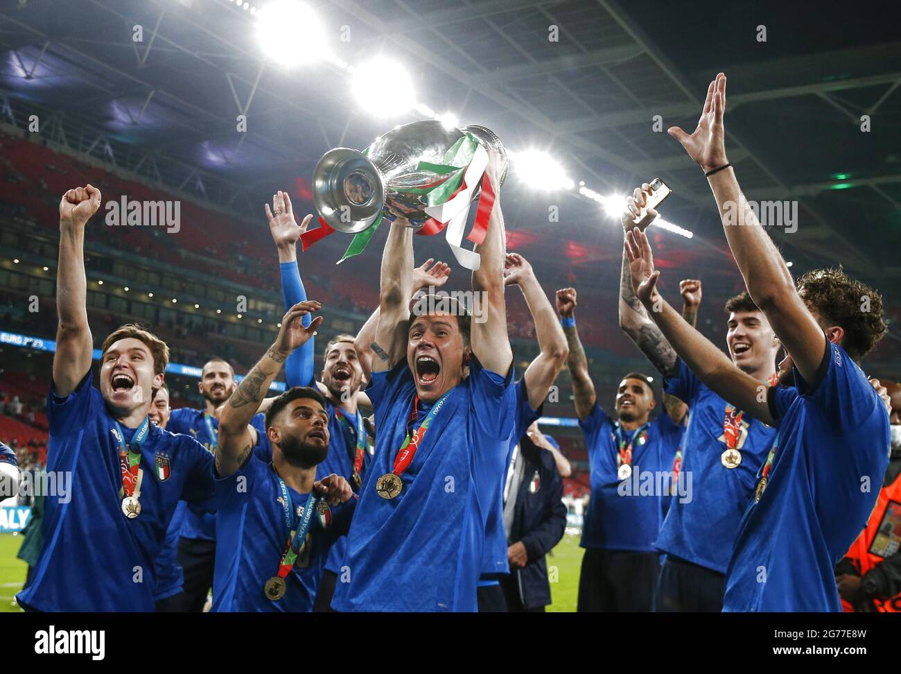 London, Britain. 11th July, 2021. Players of Italy celebrate after ...
