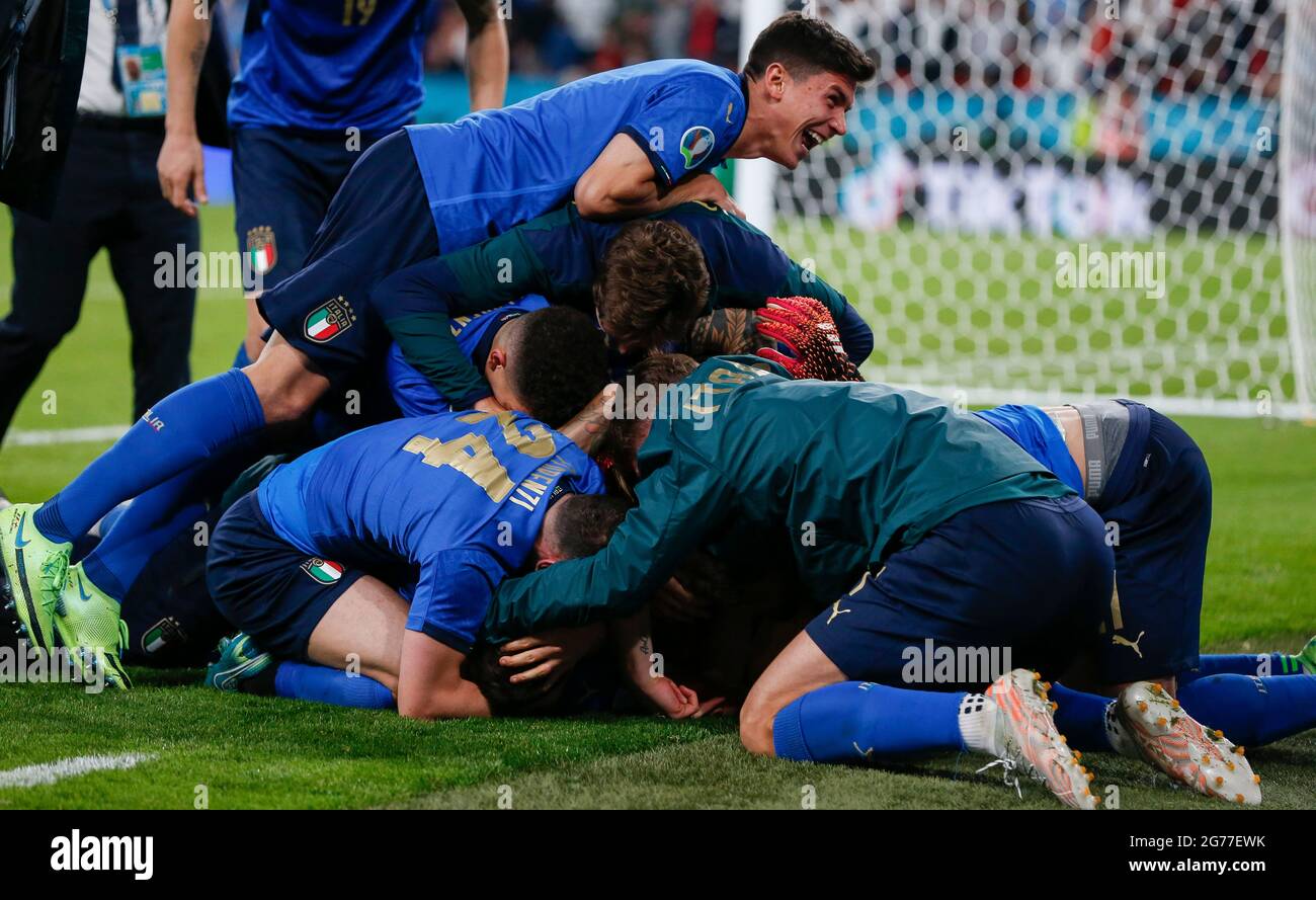 London, Britain. 11th July, 2021. Players of Italy celebrate after ...