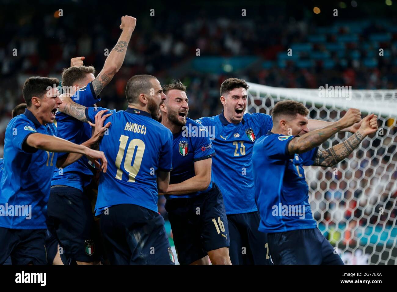 London, Britain. 11th July, 2021. Players of Italy celebrate after ...