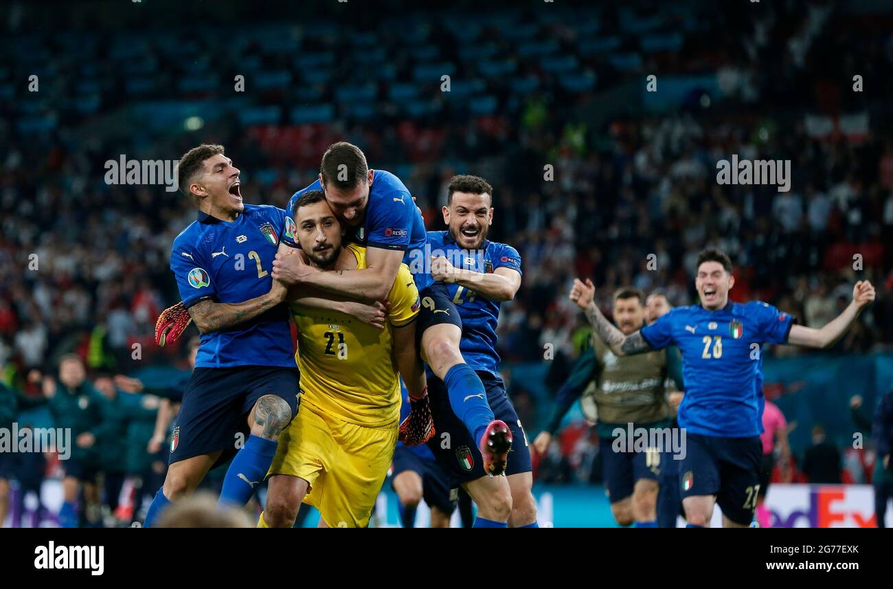 London, Britain. 11th July, 2021. Players of Italy celebrate after ...