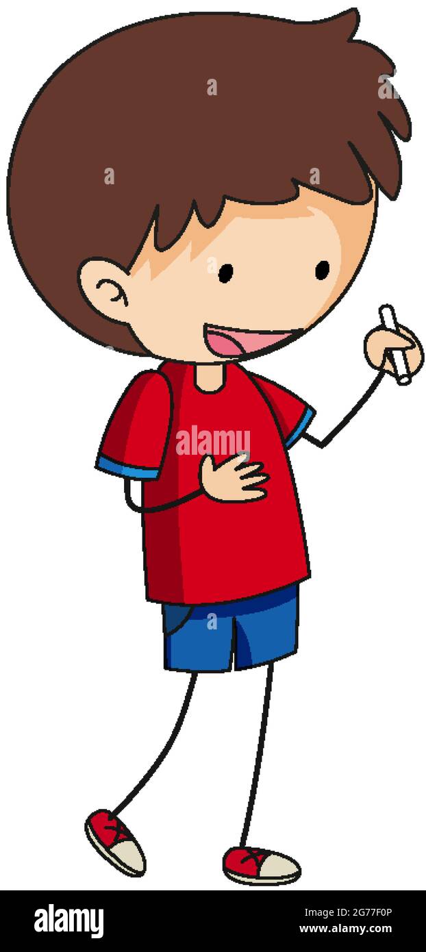 Cute boy cartoon character in hand drawn doodle style isolated ...