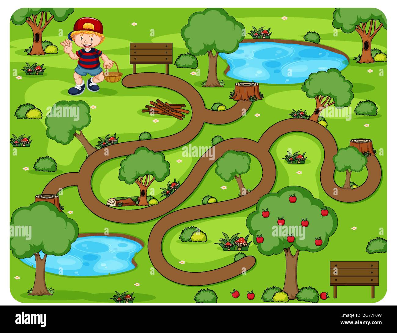 Cute cartoon maze game template illustration Stock Vector Image & Art ...