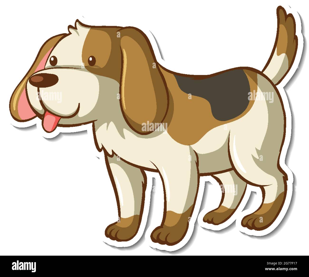 A sticker template with a beagle dog cartoon character illustration ...