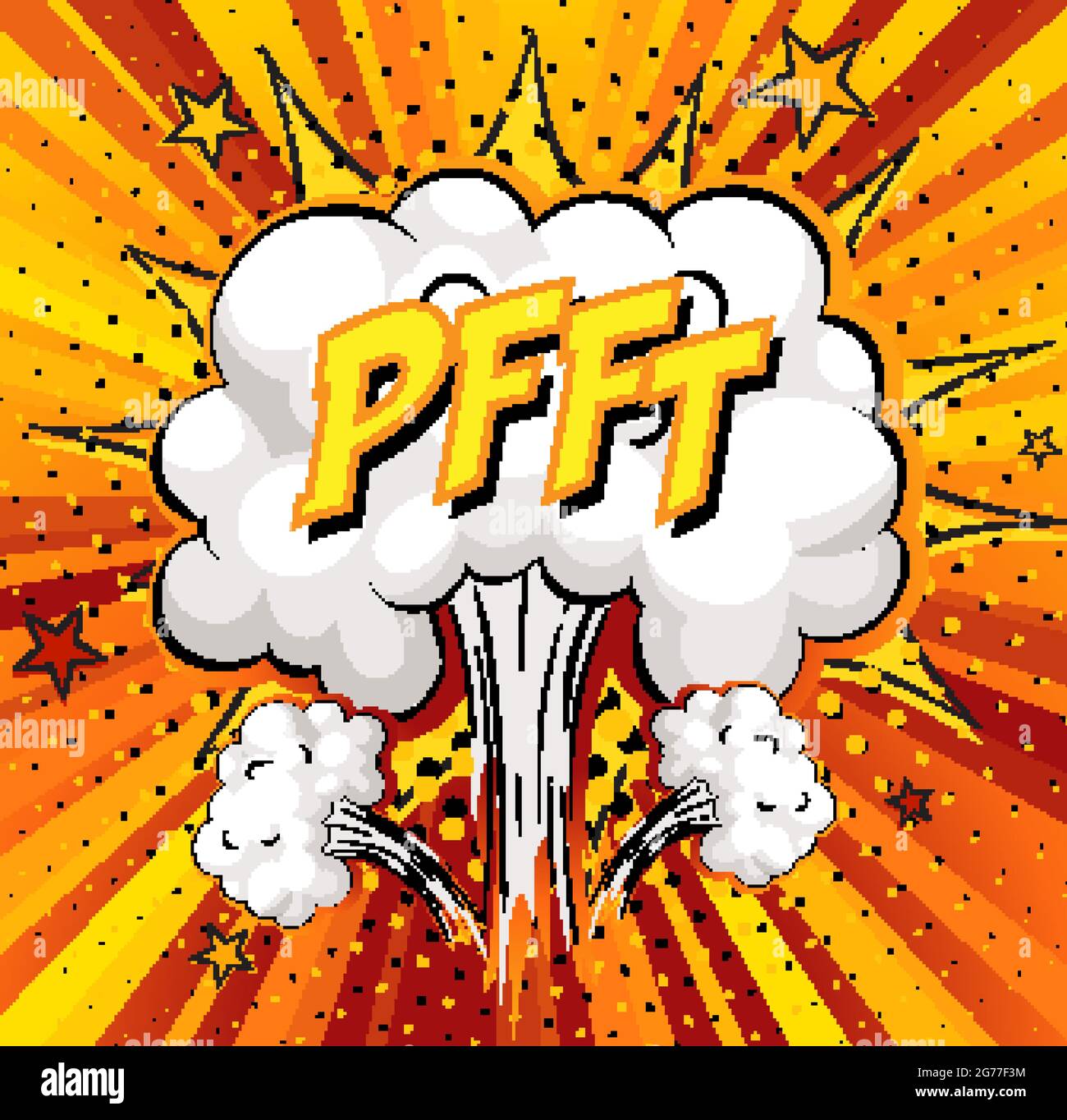 PFFT text on comic cloud explosion on rays background illustration ...