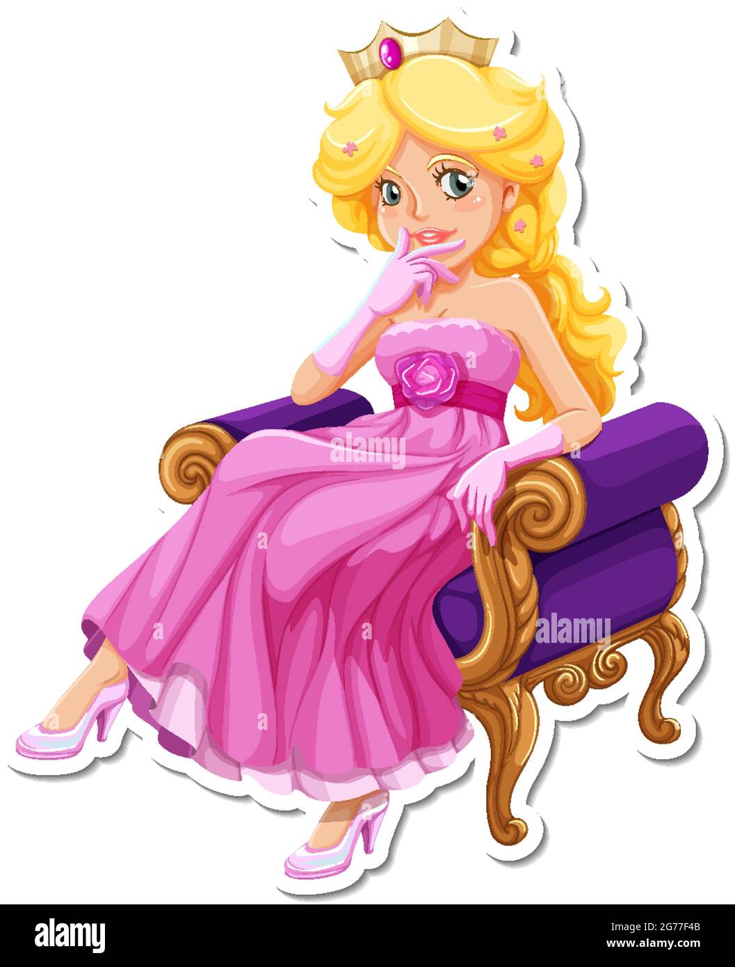 Beautiful princess cartoon character sticker illustration Stock Vector ...