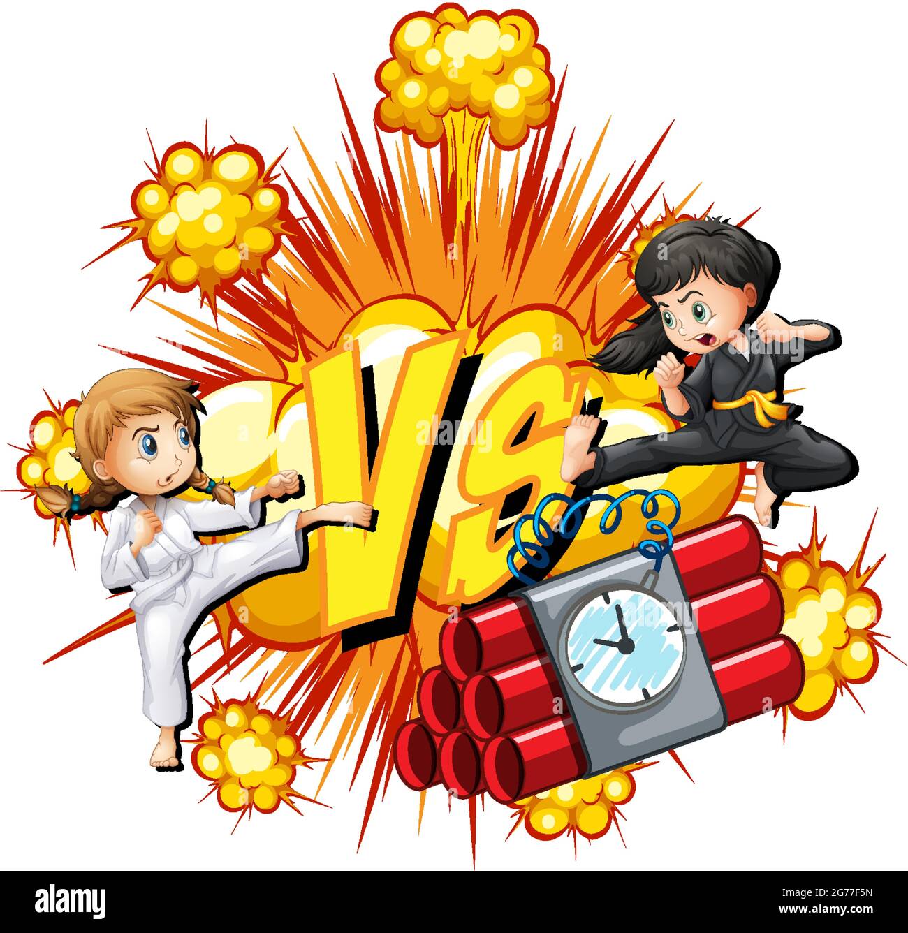 Two girls fighting on a white background illustration Stock Vector ...