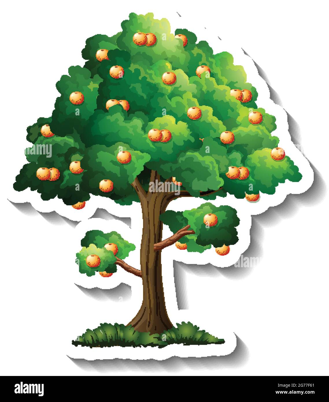 Orange tree sticker on white background illustration Stock Vector Image ...
