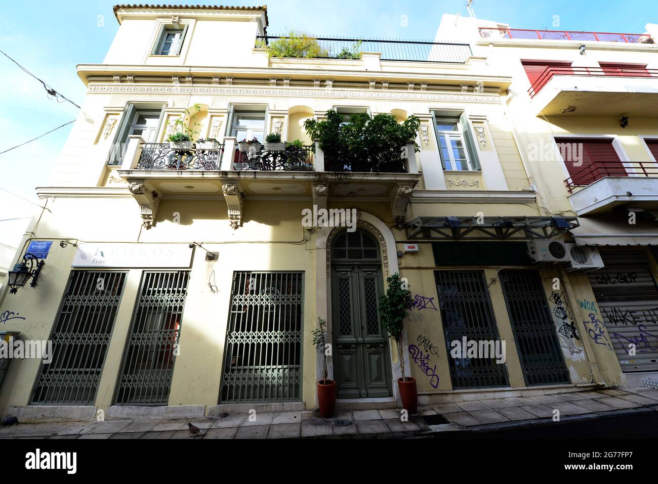 Beautiful old buildings in the Plaka ( old town ) neighborhood of ...