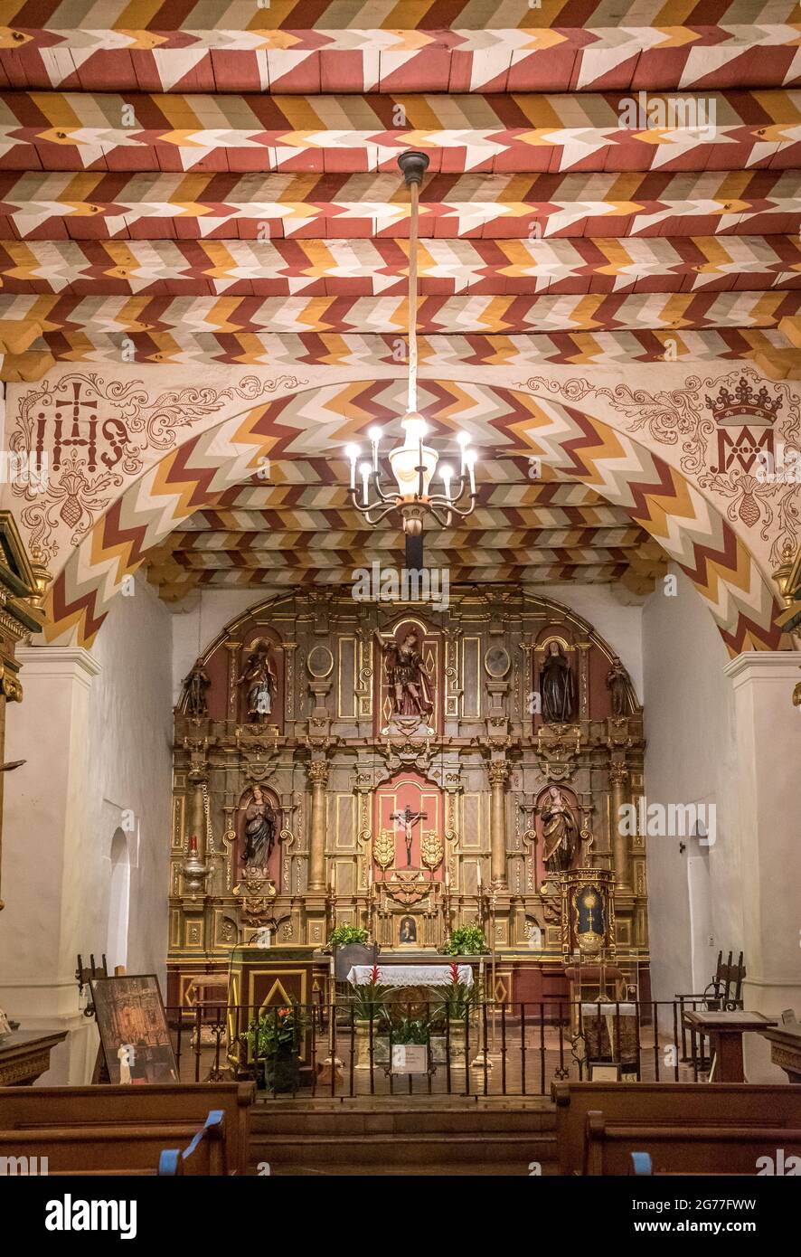 Interior of the original Mision San Francisco de Asis or Mission ...