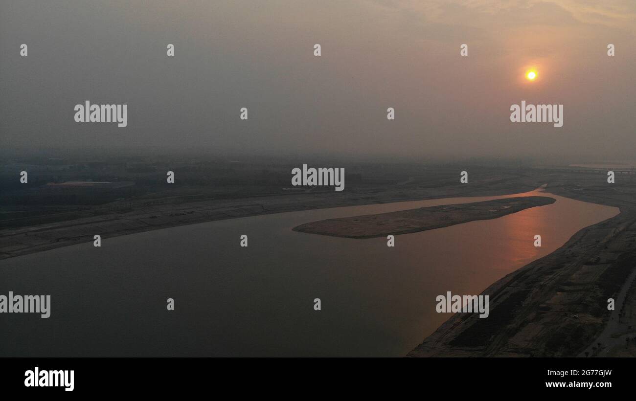 Shijiazhuang. 10th July, 2021. Aerial photo taken on July 10, 2021 ...