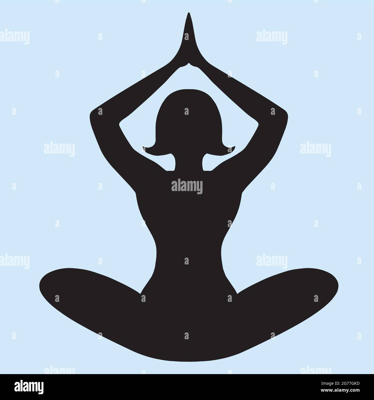Woman Yoga Meditating in Lotus Position. Silhouette Figure Vector Stock ...
