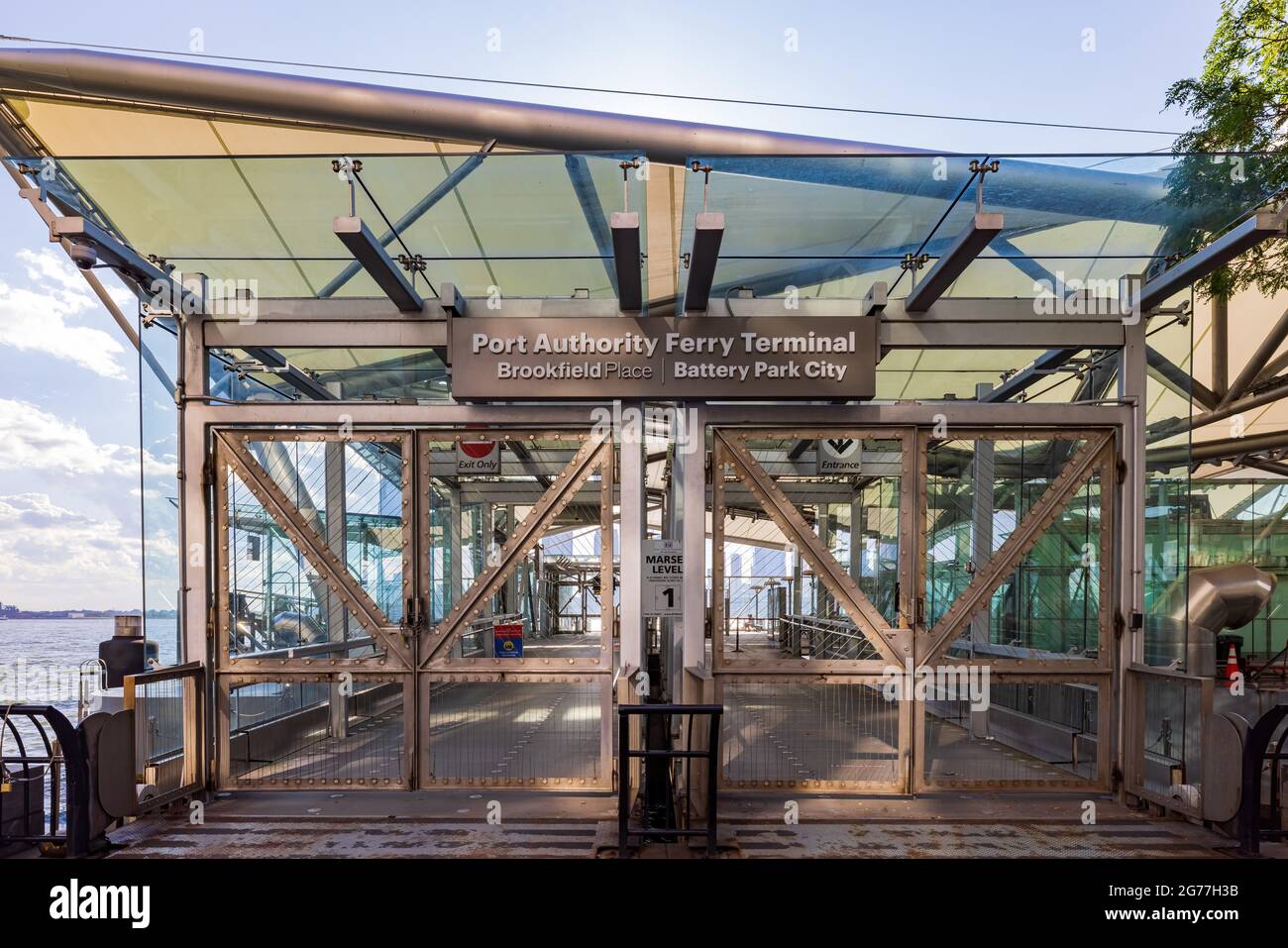 New York, JUL 4, 2021 - Sunny view of the Ferry terminal Stock Photo ...