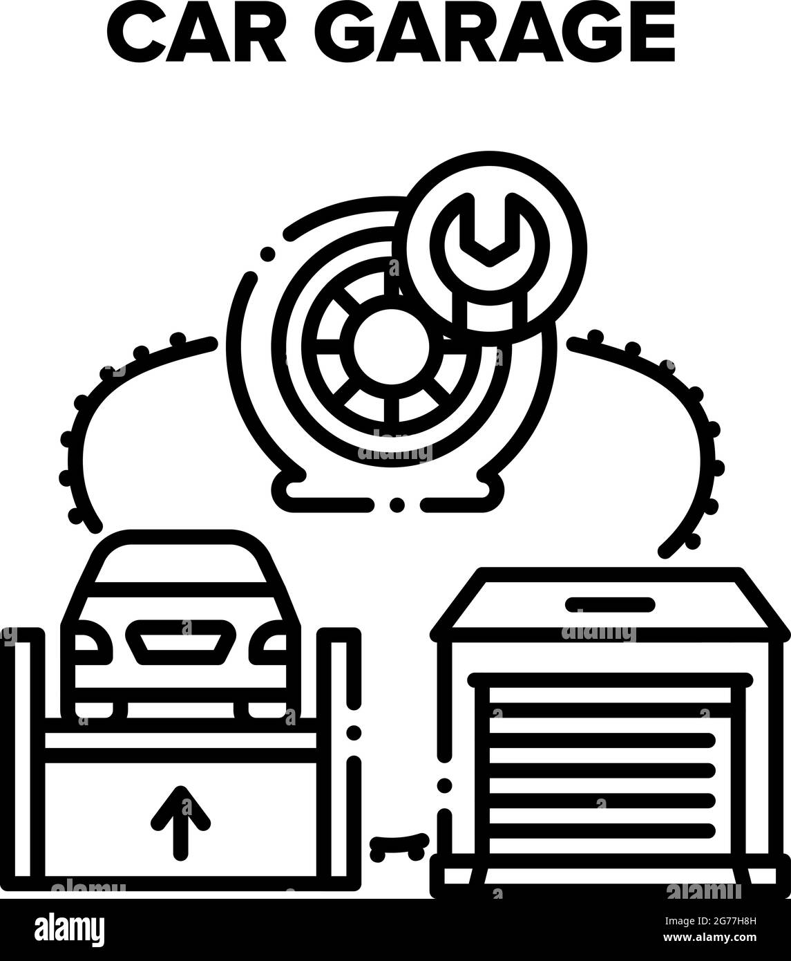 Car Garage Place Vector Black Illustration Stock Vector Image & Art - Alamy