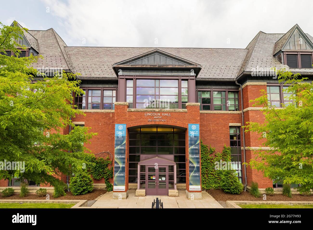 New York, JUL 6, 2021 - Exterior view of the Lincoln Hall of Cornell ...
