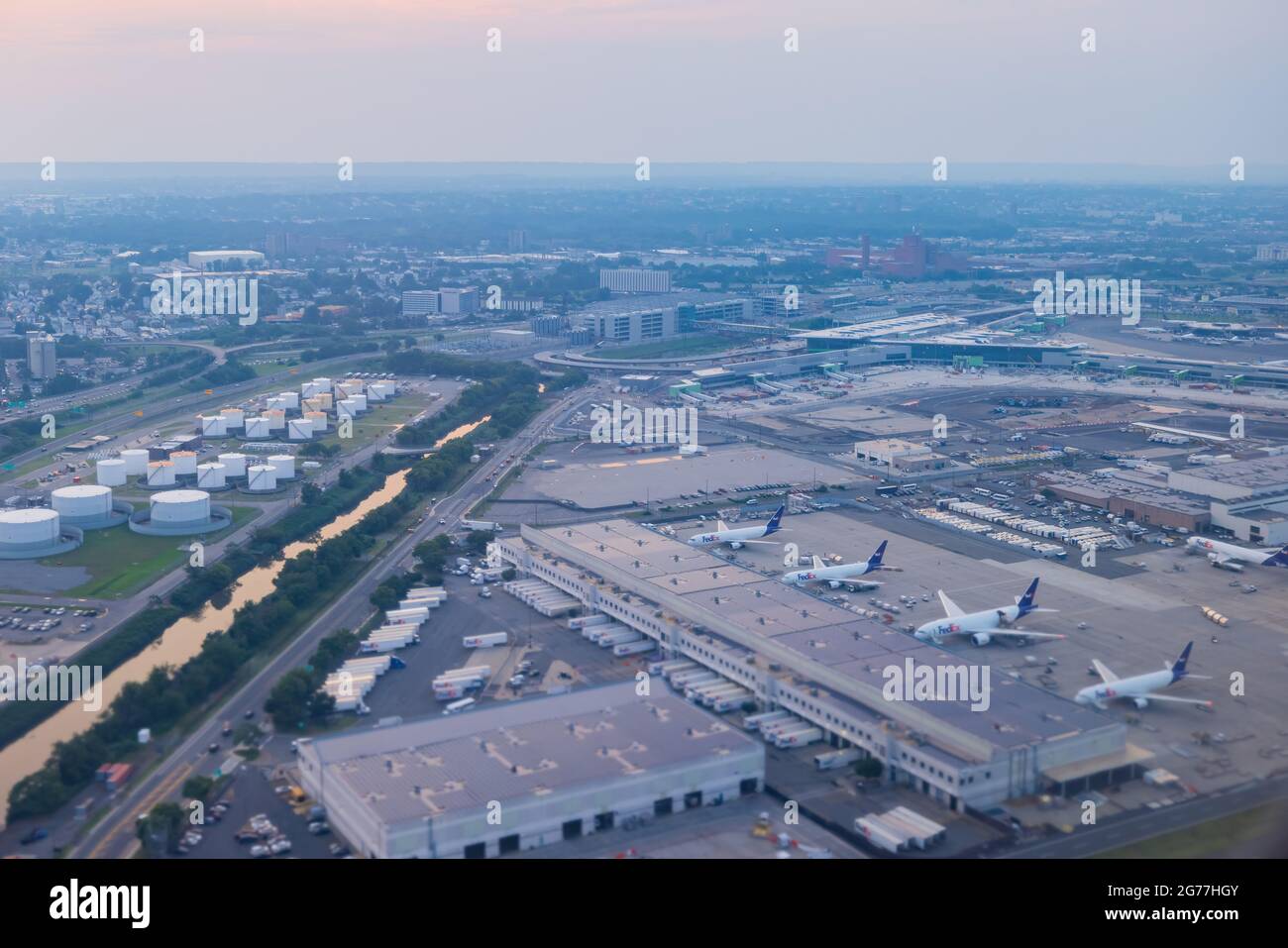 New York, JUL 7, 2021 - Aerial view of the Newark Liberty International ...