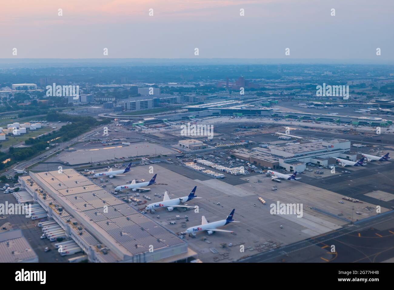 New York, JUL 7, 2021 - Aerial view of the Newark Liberty International ...